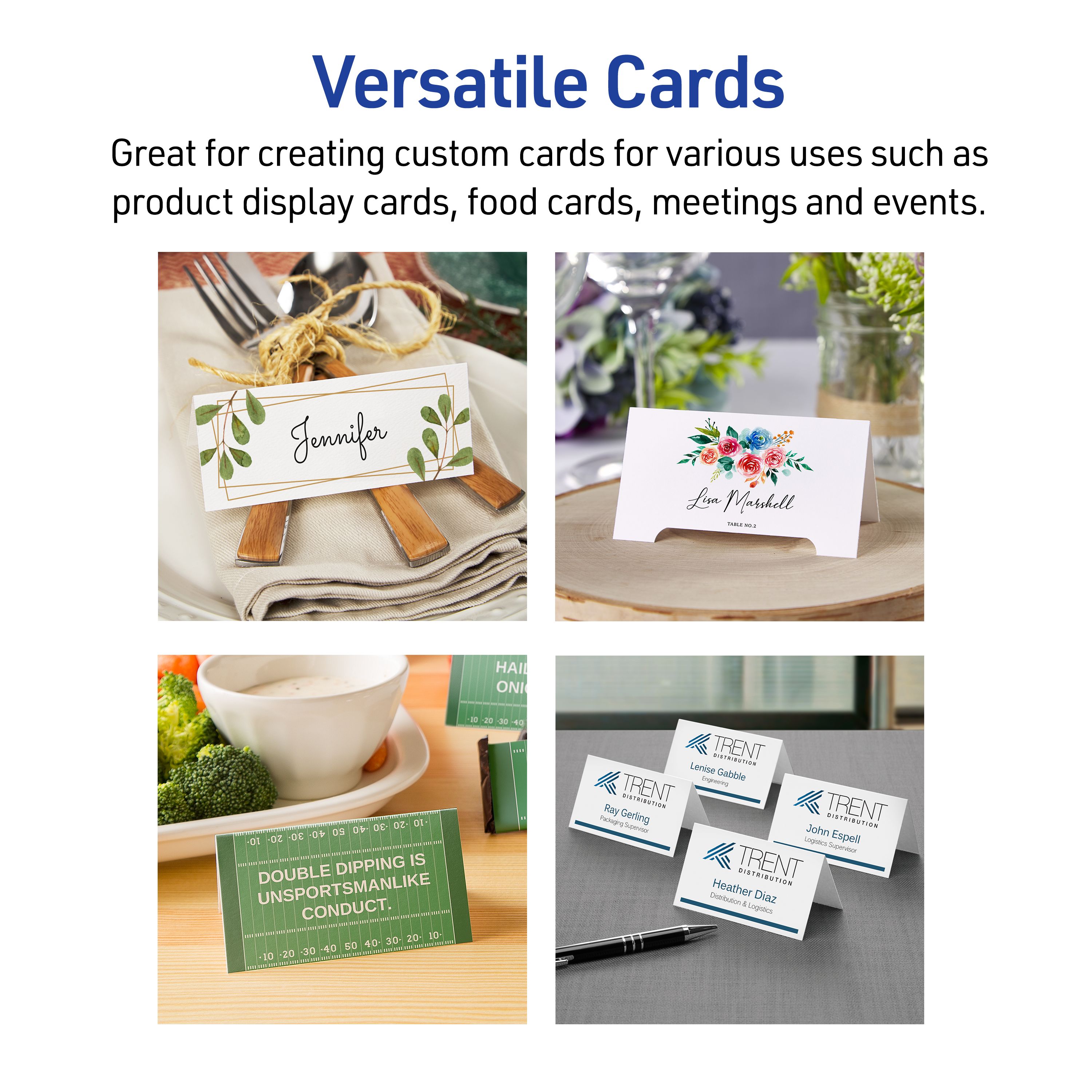 50 Embossed Tent Cards, Place Cards 3-1/2" x 11" (5309) | Avery.com | Avery
